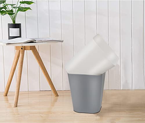 Feiupe 1.6 Gallon Small Trash Can Wastebasket for Kitchen Office Bathroom,Pack of 2(1.6 Gallon(2 Pack), White+Gray)