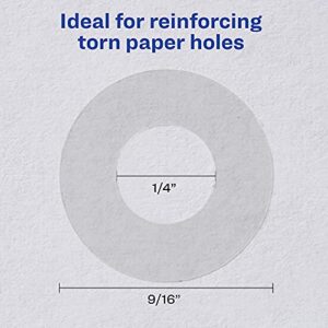 Avery Self-Adhesive Hole Reinforcement Stickers, 1/4" Diameter Hole Punch Reinforcement Labels, Clear, Non-Printable, 200 Labels Total (5721)