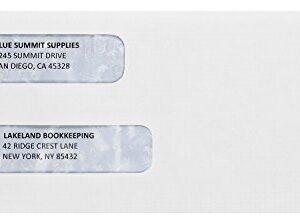 500 No. 8 Flip and Seal Double Window Security Check Envelopes - Designed for Quickbooks Printed Checks - Number 8 Size 3 5/8 Inch x 8 11/16 Inch