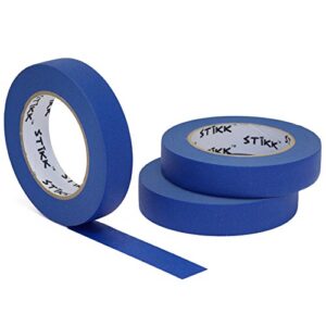 3pk 1″ x 60yd stikk blue painters tape 14 day clean release trim edge finishing tape (.94 in 24mm) (3 pack)