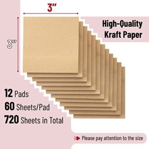 Mr. Pen- Kraft Sticky Notes, 3”x3”, 12 Pads, Kraft Paper Sticky Notes, Sticky Note Pads, Self-Stick Note Pads, Brown Sticky Notes, Craft Paper Sticky Notes, 3x3 Sticky Notes