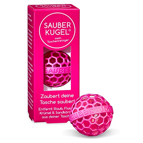 Sauberkugel - The Clean Ball - Keep your Bags Clean - Sticky Inside Ball Picks up Dust, Dirt and Crumbs in your Purse, Bag, Or Backpacks (Pink)