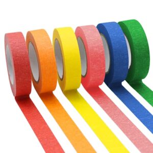 owlkela colored masking tape 16 yard per roll, 6 rolls rainbow colors painting tape, painters tape, craft tape, labeling tape, paper tape for bullet journals, party decorations, diy craft