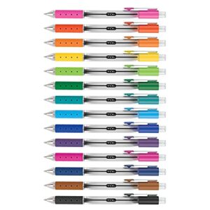 TUL Retractable Gel Pens, Bullet Point, 0.7 mm, Gray Barrel, Assorted Standard And Bright Ink Colors, Pack Of 14