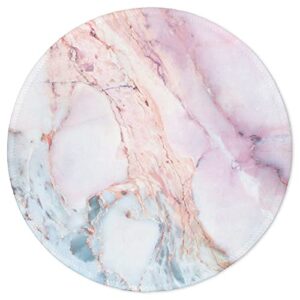 itnrsiiet marble round mouse pad, pink marble customized premium-textured mouse mat,washable mousepads with lycra cloth, non-slip rubber base small mousepad, 7.87×7.87×0.12 inches (pink marble)