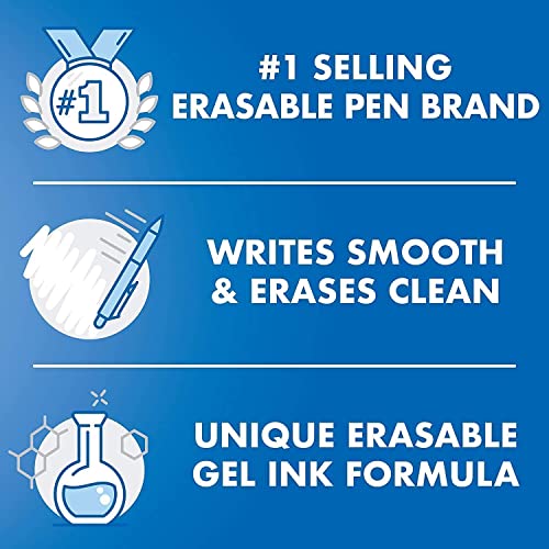 Pilot FriXion Ball Clicker Erasable Gel Ink Retractable Pen, Extra Fine Point, 0.5mm, White Barrel, Black Ink, 6 Count