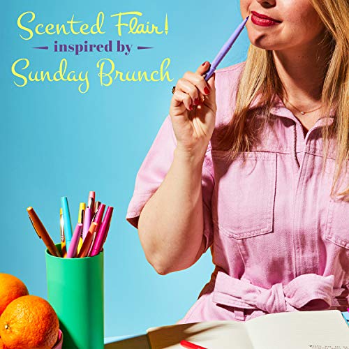 Paper Mate Flair Scented Felt Tip Pens, Assorted Sunday Brunch Scents and Colors, 0.7mm, 16 Count