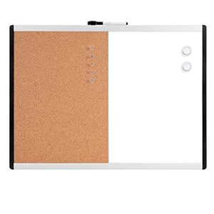 Amazon Basics Magnetic Dry-Erase Board, Combo Board, Plastic/Aluminum Frame, 17" x 23"