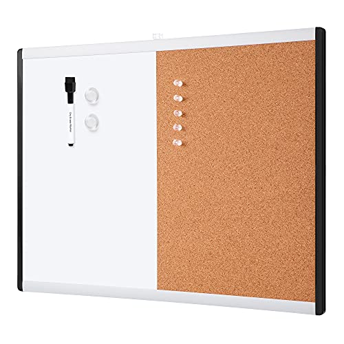 Amazon Basics Magnetic Dry-Erase Board, Combo Board, Plastic/Aluminum Frame, 17" x 23"