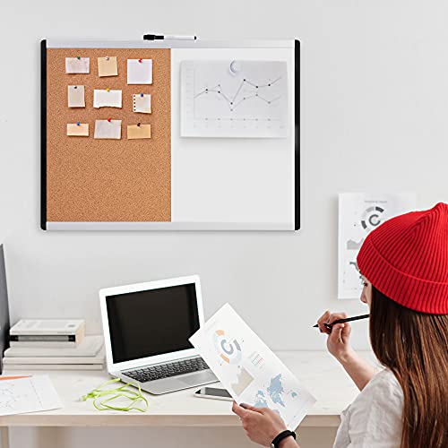 Amazon Basics Magnetic Dry-Erase Board, Combo Board, Plastic/Aluminum Frame, 17" x 23"