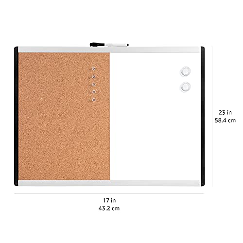 Amazon Basics Magnetic Dry-Erase Board, Combo Board, Plastic/Aluminum Frame, 17" x 23"