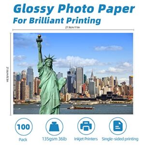 Uinkit 36lb Thin Flyer Paper Glossy 8.5x11 Inkjet 100 Sheets Single Side DIY Chip Bag 135gsm Photos Picture for Dye Ink Printer 8.5 x 11 inches Letter size A4 Brochure