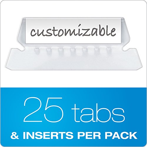 Pendaflex Insertable Plastic Tabs Hanging Folder Tabs, 2", Clear, 25 Tabs and Inserts per Pack (42)