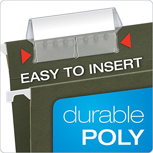 Pendaflex Insertable Plastic Tabs Hanging Folder Tabs, 2", Clear, 25 Tabs and Inserts per Pack (42)