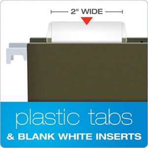 Pendaflex Insertable Plastic Tabs Hanging Folder Tabs, 2", Clear, 25 Tabs and Inserts per Pack (42)