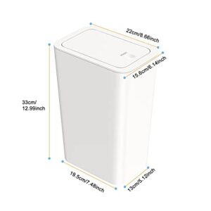 ePiiChua 3 Pack 10 Liter / 2.6 Gallon Small Trash Can with Lid, Bathroom Garbage Can with Pop-up Lid, Waste Basket for Bathroom, Kitchen, Bedroom, Powder Room, Craft Room, Office, College (White)