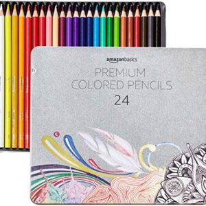 Amazon Basics Premium Colored Pencils, Soft Core, 24 Count (Pack of 1)