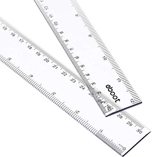 2 Pack Plastic Ruler Straight Ruler Plastic Measuring Tool for Student School Office (Clear, 12 Inch)