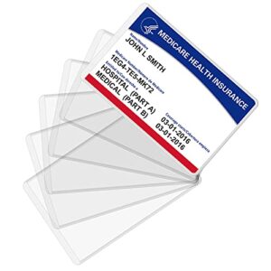 fabmaker new medicare card protector, 6 pack plastic card holder for wallet single 12 mil business card sleeve waterproof cards plastic protector for credit card business card social security card