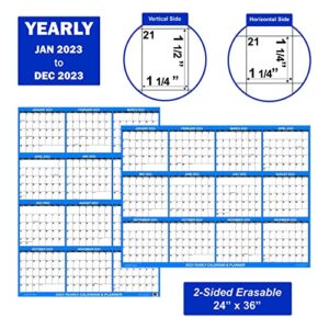 24" x 36" SwiftGlimpse 2023 Wall Calendar Erasable Large Wet & Dry Erase Laminated 12 Month Annual Yearly Wall Planner, Reversible, Horizontal/Vertical, Navy