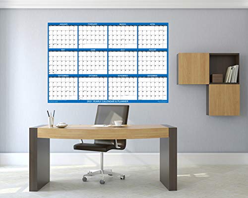 24" x 36" SwiftGlimpse 2023 Wall Calendar Erasable Large Wet & Dry Erase Laminated 12 Month Annual Yearly Wall Planner, Reversible, Horizontal/Vertical, Navy