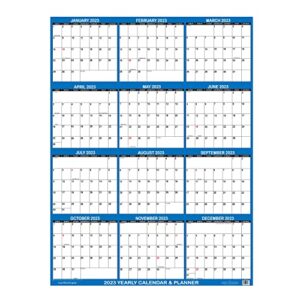 24" x 36" SwiftGlimpse 2023 Wall Calendar Erasable Large Wet & Dry Erase Laminated 12 Month Annual Yearly Wall Planner, Reversible, Horizontal/Vertical, Navy