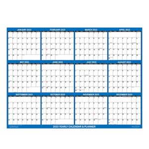 24" x 36" SwiftGlimpse 2023 Wall Calendar Erasable Large Wet & Dry Erase Laminated 12 Month Annual Yearly Wall Planner, Reversible, Horizontal/Vertical, Navy