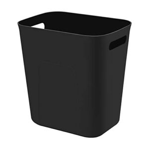 uujoly plastic small trash can wastebasket, garbage container basket for bathrooms, laundry room, kitchens, offices, kids rooms, dorms, 3.5 gallon, black