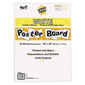 pacon super value poster board, 22″x28″, white, 50 sheets