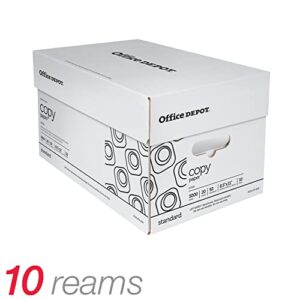 Office Depot White Copy Paper, 8 1/2in. x 11in., 20 Lb, 500 Sheets Per Ream, Case Of 10 Reams, 40402786