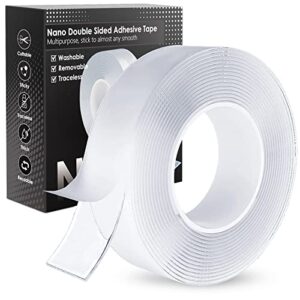 nano double sided tape heavy duty,multipurpose transparent poster tape, adhesive strips strong sticky mounting tape transparent tape picture hanging strips gel tape (transparent, 9.84ft)