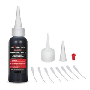 premium grade cyanoacrylate (ca) super glue by starbond – 2 oz pro pack (56-gram) – black medium-thick knot filler 500 cps viscosity adhesive for woodworking, woodturning, carpentry