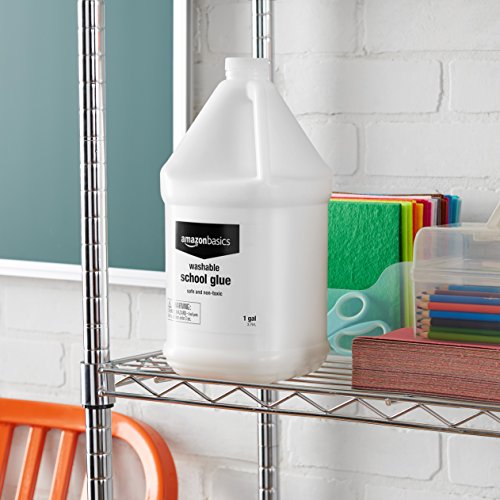 Amazon Basics All Purpose Washable School White Liquid Glue - Great for Making Slime, 1 Gallon Bottle