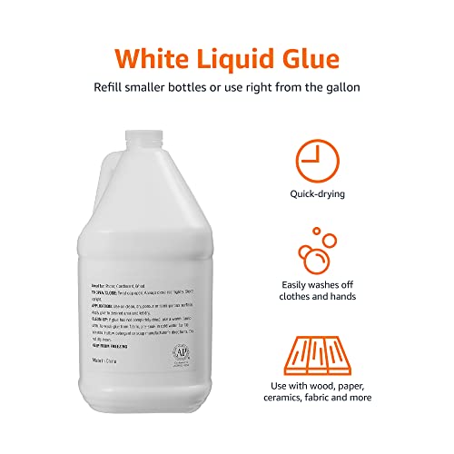 Amazon Basics All Purpose Washable School White Liquid Glue - Great for Making Slime, 1 Gallon Bottle