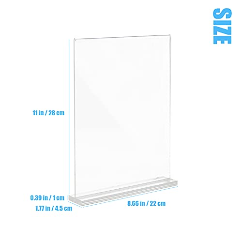 3 Pack Acrylic Sign Holder, 8.5 x 11 inches Clear Table Menu Display Stand Desktop Display Stand Paper Holder Table Top Sign Holder Suitable for Restaurants, Office, Home, Store