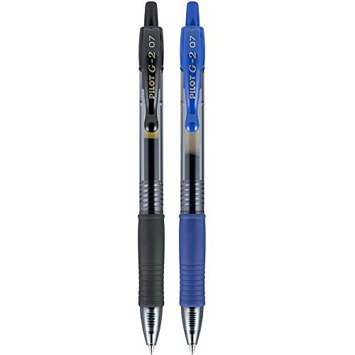 PILOT G2 Premium gel Pens, Fine Point Gel Ink Pen, 0.7 mm, Refillable & Retractable Rolling Ball, 5 Black and 5 Blue pens (Bulk pack of 10 Pens) (14784)