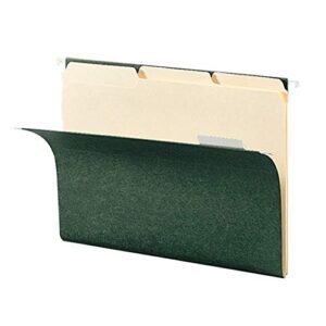 Smead Hanging File Folder with Tab, 1/3-Cut Adjustable Tab, Letter Size, Standard Green, 25 per Box (64035)