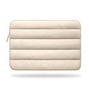 vandel puffy laptop sleeve 13-14 inch laptop sleeve. beige cute laptop sleeve for women. carrying case laptop cover for macbook pro 14 inch laptop sleeve, macbook air m2 sleeve 13 inch, ipad pro 12.9