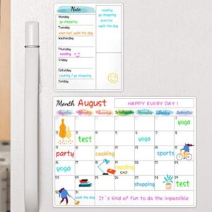 Dry Erase Fridge Magnetic Calendar - White Board Magnetic Calendar for Refrigerator Magnetic Calendar Kitchen Decor, 15"x 11.5", Calendar with Thin Protective Film and Grocery List Magnet Pad