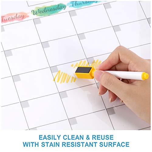 Dry Erase Fridge Magnetic Calendar - White Board Magnetic Calendar for Refrigerator Magnetic Calendar Kitchen Decor, 15"x 11.5", Calendar with Thin Protective Film and Grocery List Magnet Pad