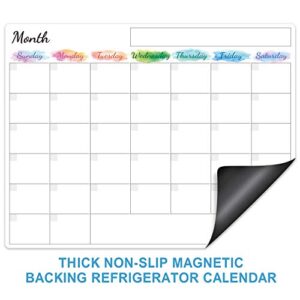 Dry Erase Fridge Magnetic Calendar - White Board Magnetic Calendar for Refrigerator Magnetic Calendar Kitchen Decor, 15"x 11.5", Calendar with Thin Protective Film and Grocery List Magnet Pad