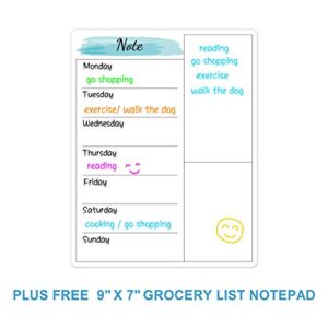 Dry Erase Fridge Magnetic Calendar - White Board Magnetic Calendar for Refrigerator Magnetic Calendar Kitchen Decor, 15"x 11.5", Calendar with Thin Protective Film and Grocery List Magnet Pad