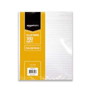 amazon basics college ruled loose leaf filler paper, 100 sheet, 11 x 8.5 inch, 6-pack