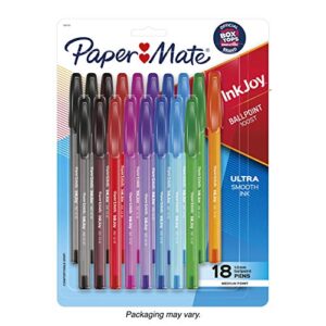 paper mate inkjoy 100st ballpoint pens, medium point (1.0mm), assorted, 18 count