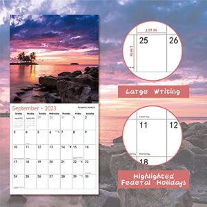 2023 Wall Calendar,14 Monthly Wall Calendar BEACHES Nov. 2022 - Dec. 2023, 12" x 24" Opened,Full Page Months Thick Paper for Gift Calendar Organizing & Planning