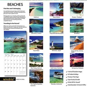 2023 Wall Calendar,14 Monthly Wall Calendar BEACHES Nov. 2022 - Dec. 2023, 12" x 24" Opened,Full Page Months Thick Paper for Gift Calendar Organizing & Planning