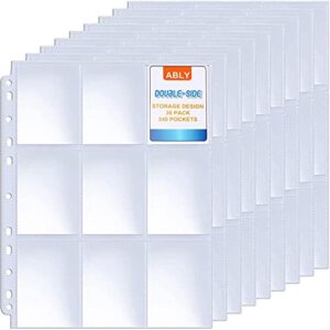 ably 540 pockets double-sided trading card pages sleeves 9-pocket clear plastic game card protectors for skylanders, pokemon, baseball cards and more, fit 3 ring binder (30 pages)