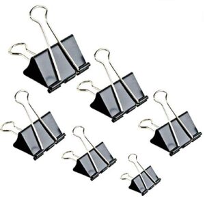 binder clips paper clamp for paper-130 pcs clips paper binder assorted sizes (black)