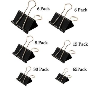 Binder Clips Paper Clamp for Paper-130 Pcs Clips Paper Binder Assorted Sizes (Black)