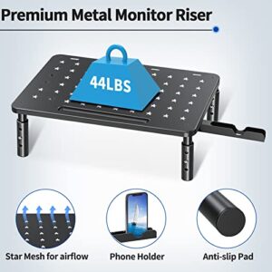 Zimilar 2 Pack Monitor Stand Riser, 3 Height Adjustable Monitor Stand with Unique Star Mesh for Computer, Laptop, Printer, Notebook, iMac, Premium Metal Monitor Risers for 2 Monitors